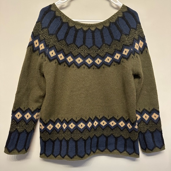 Sweaters | Funky Green Blue Patterned Sweater Xl Unisex | Poshmark
